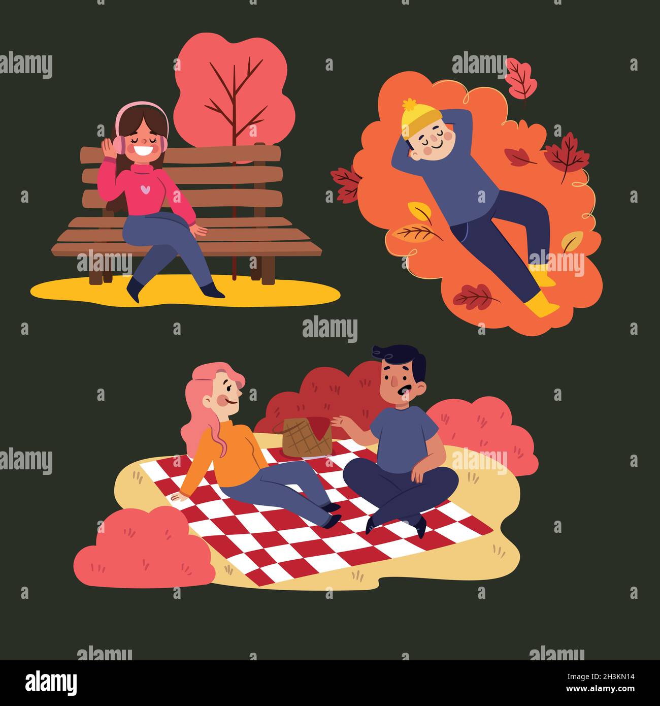people autumn park vector design illustration Stock Vector Image & Art ...