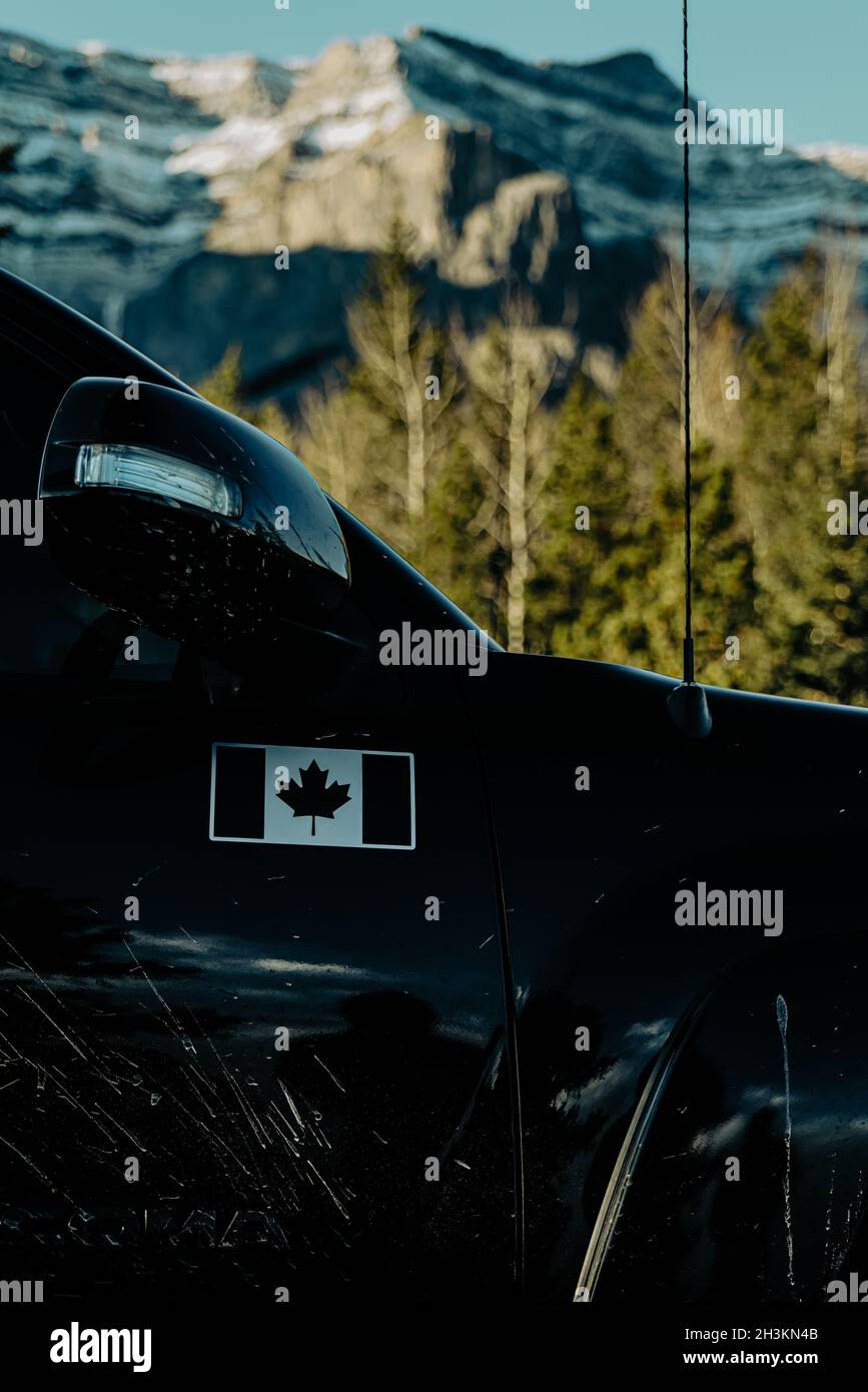 Truck with Canadian Flag Decal in Nature Stock Photo - Alamy