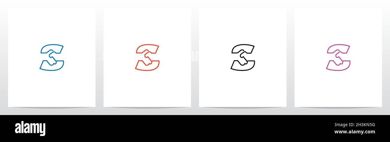 Handshake Outline On Letter Logo Design S Stock Vector Image & Art - Alamy