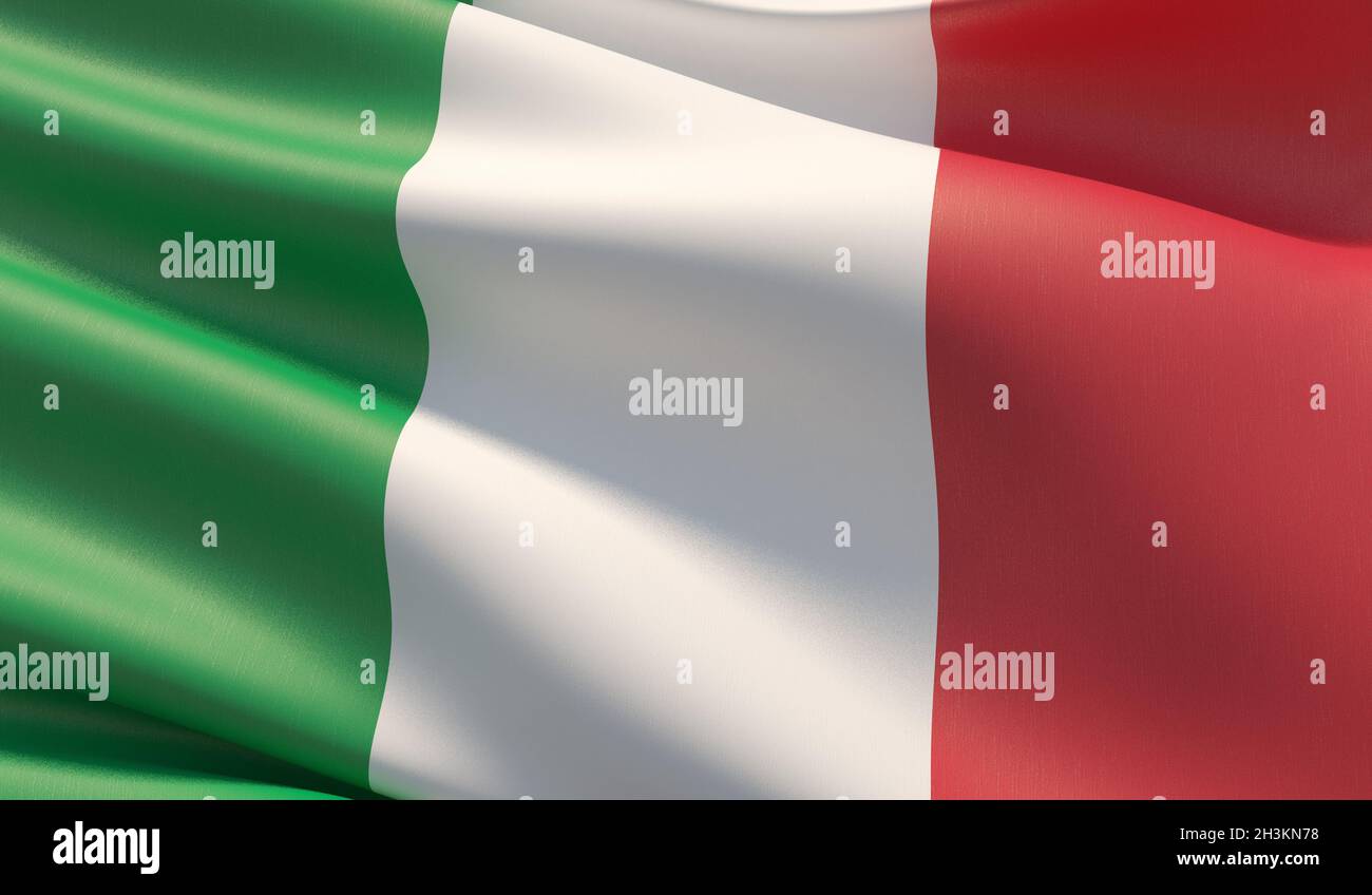 High resolution close-up flag of Italy. 3D illustration Stock Photo - Alamy