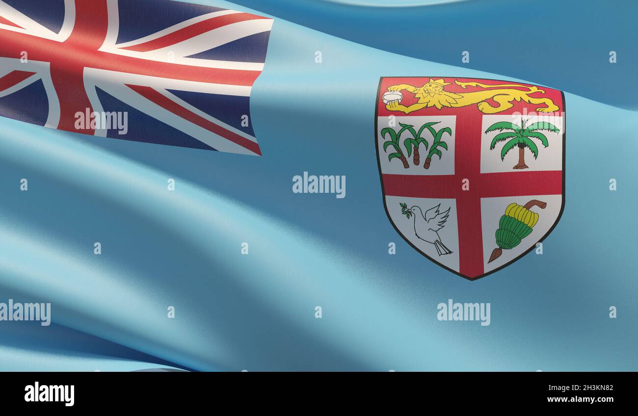 High resolution close-up flag of Fiji. 3D illustration Stock Photo - Alamy