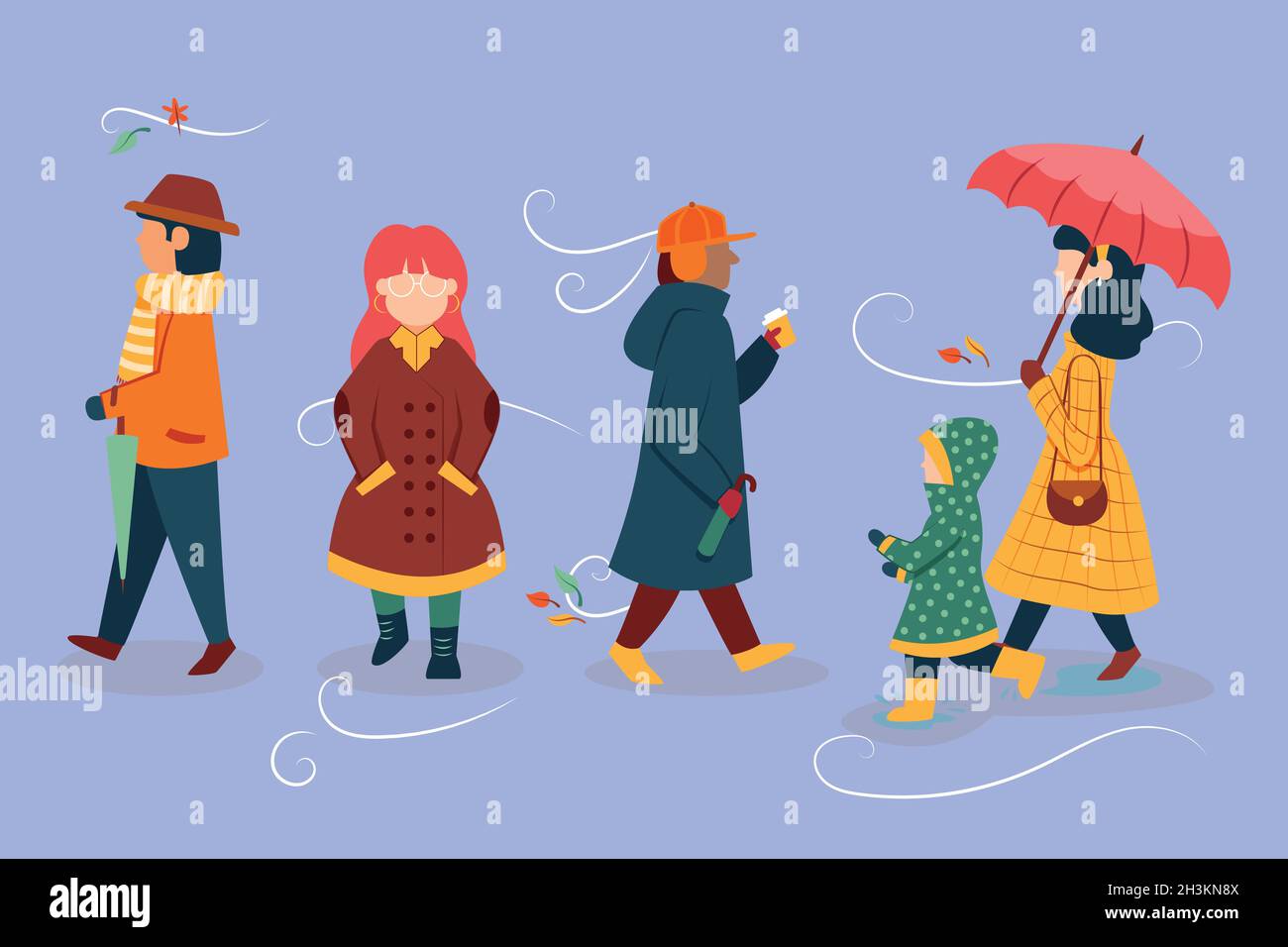 people walking autumn vector design illustration Stock Vector Image ...