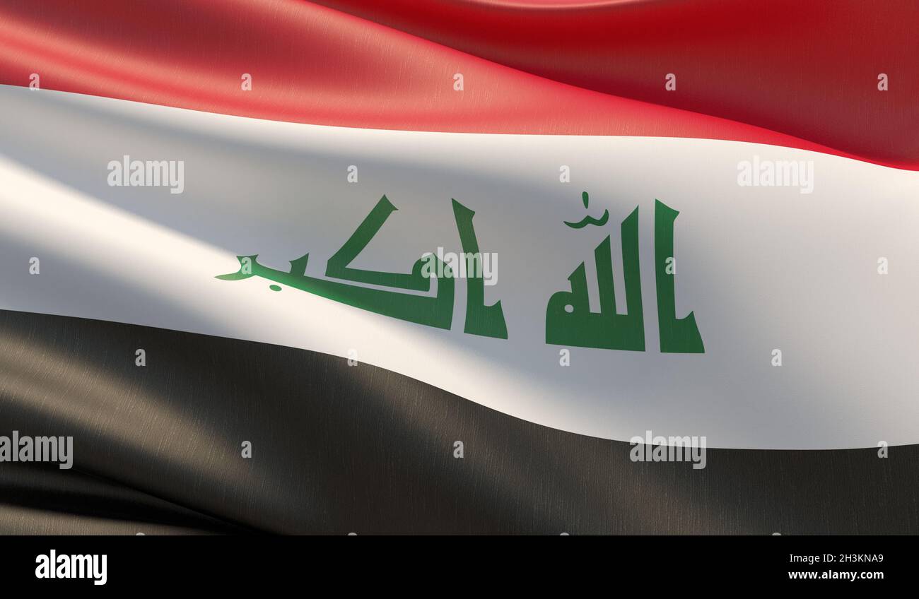 High resolution close-up flag of Iraq. 3D illustration Stock Photo - Alamy