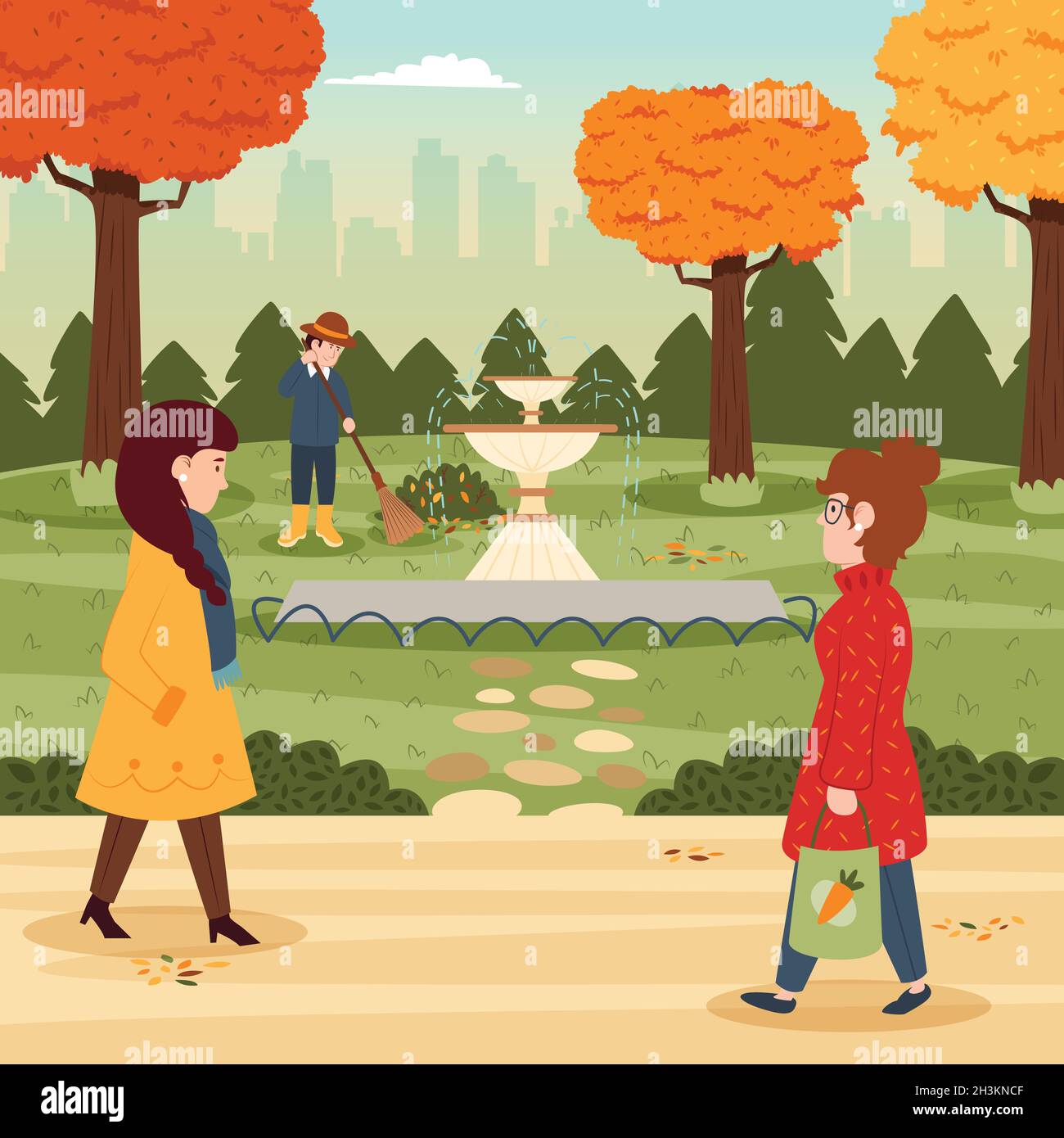 people autumn park vector design illustration Stock Vector Image & Art ...