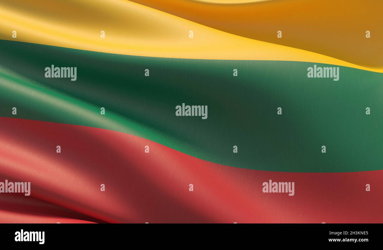 High resolution close-up flag of Lithuania. 3D illustration Stock Photo ...
