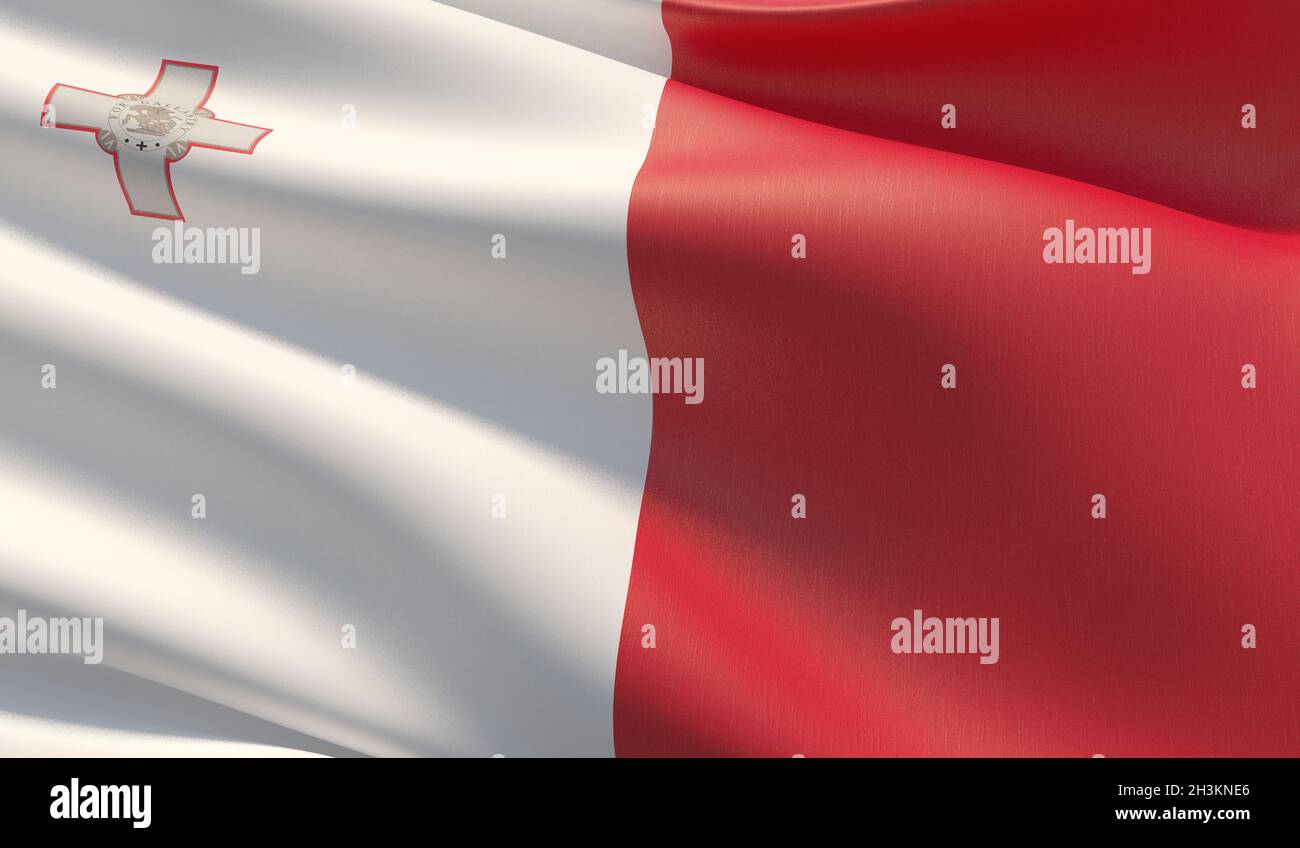 High resolution close-up flag of Malta. 3D illustration Stock Photo - Alamy
