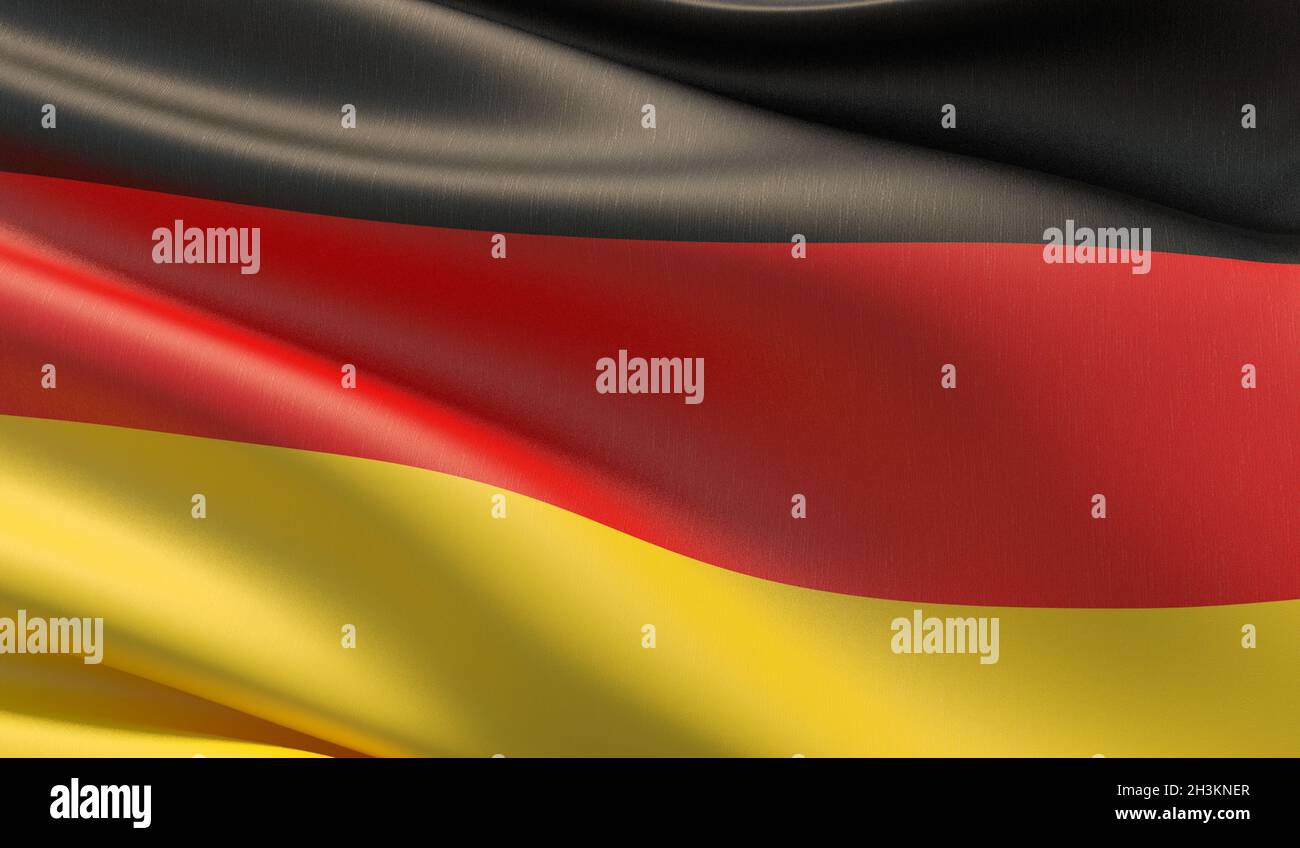 High resolution close-up flag of Germany. 3D illustration Stock Photo ...