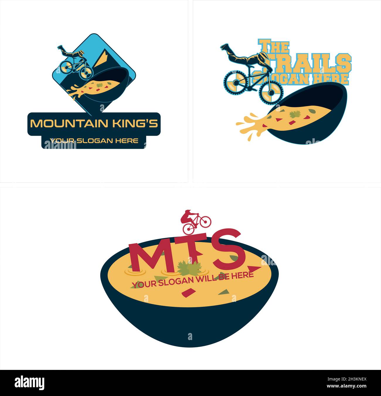 Set of mountain bike restaurant food soup logo design Stock Vector ...