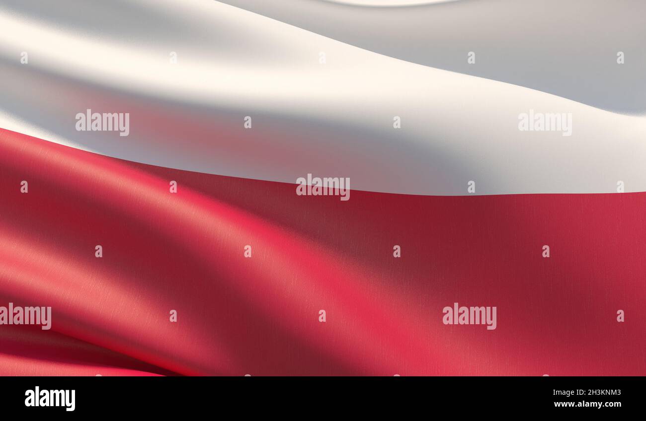 High resolution close-up flag of Poland. 3D illustration Stock Photo ...