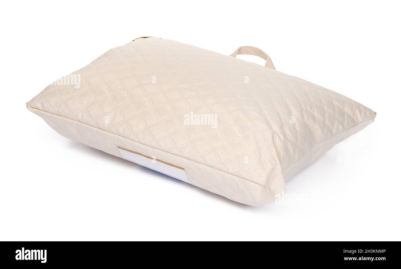 New pillow in packaging isolated on white background Stock Photo - Alamy