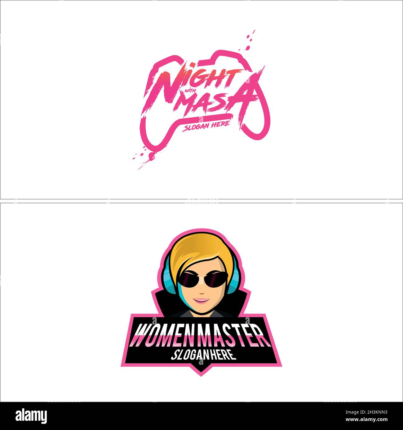 Modern gaming women vector illustration logo design Stock Vector Image ...