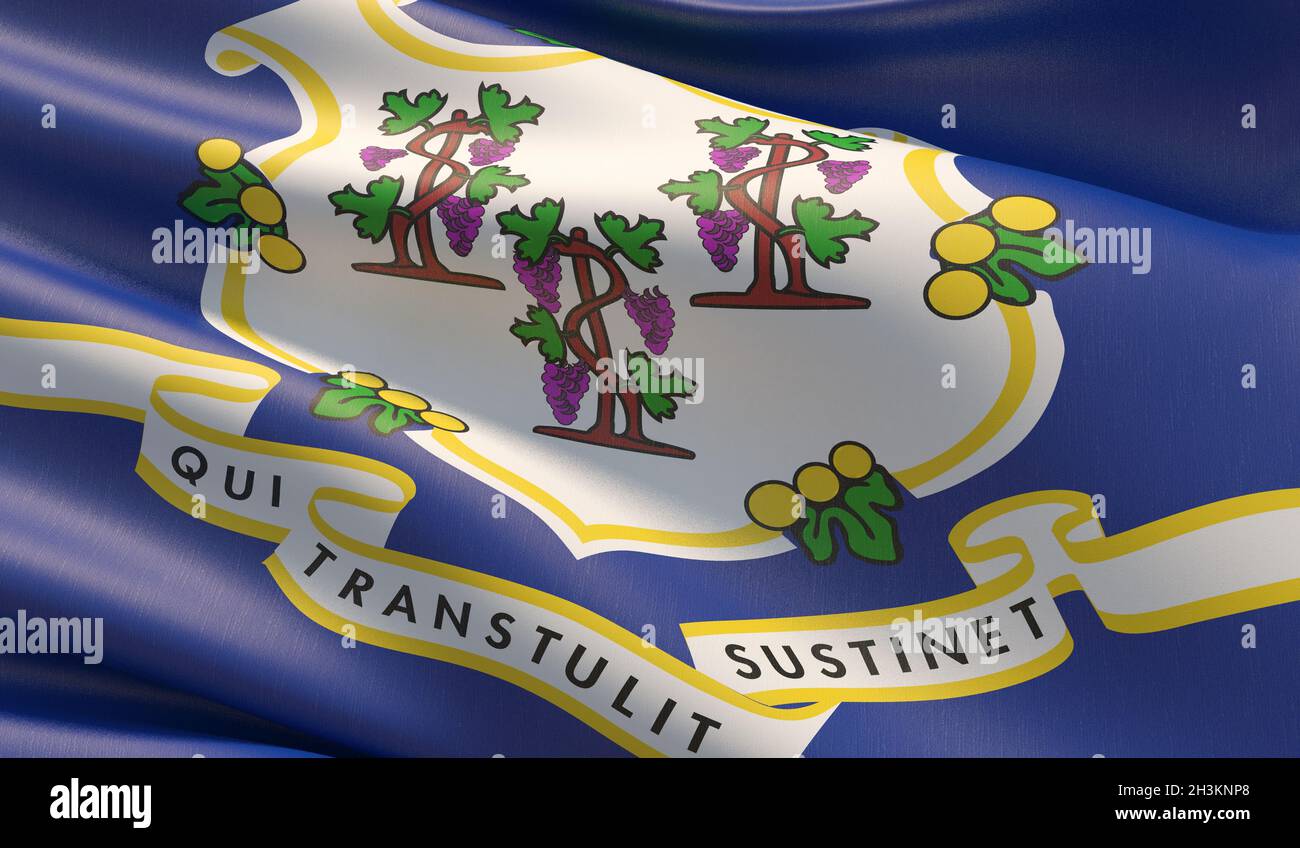 High resolution close-up Flag of Connecticut - United States of America ...