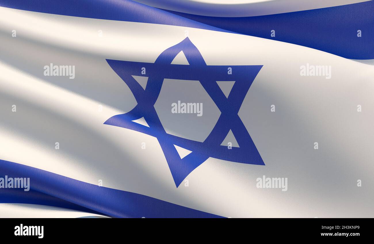 High resolution close-up flag of Israel. 3D illustration Stock Photo ...