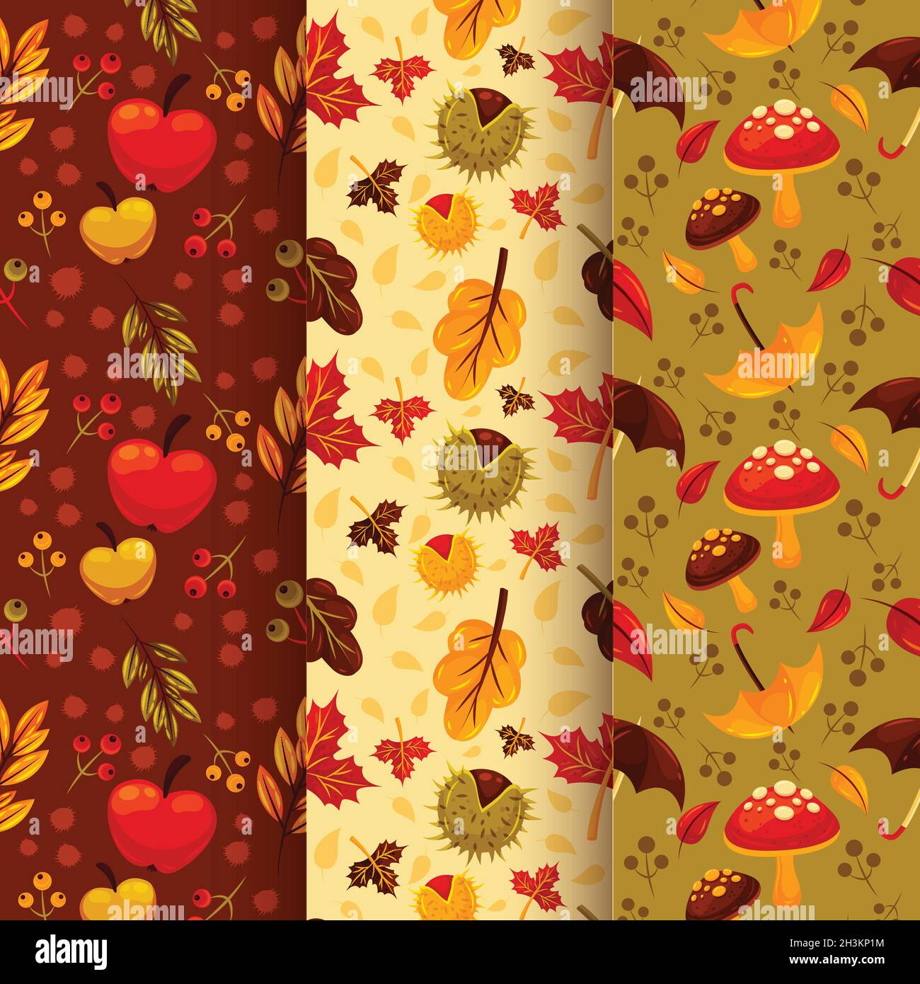 pack flat autumn patterns vector design illustration Stock Vector Image ...