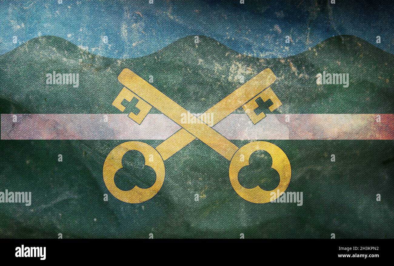 Top view of retro flag of Petersfield town . grunge flag of united ...