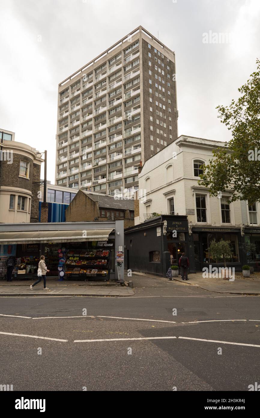 A grey sky surrounding the Camden Hill Towers high-rise apartment block ...