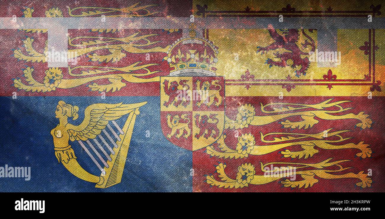Top view of retro flag of Royal Standard of the Prince of Wales ...