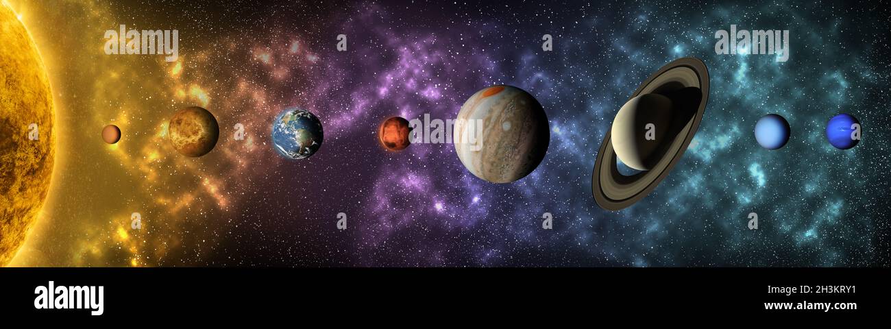 Solar system planet, comet, sun and star.Sun, mercury, Venus, planet ...