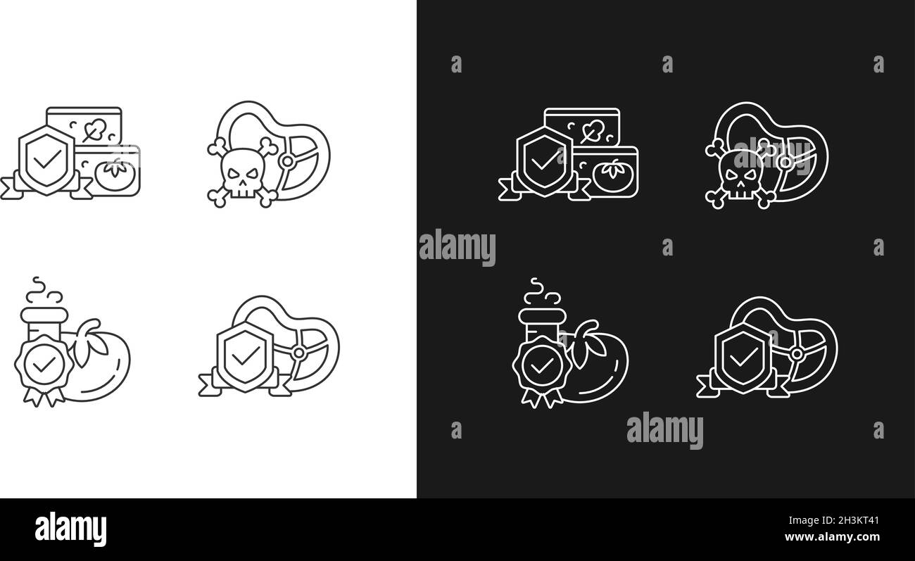 Food production certification linear icons set for dark and light mode ...