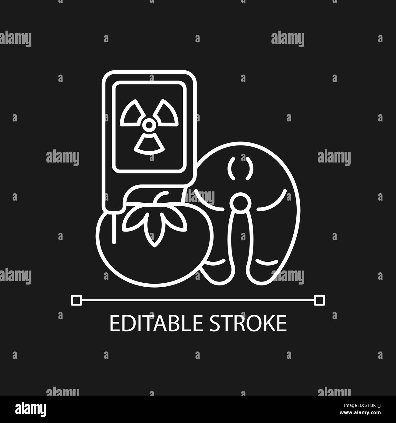 Radiation in food testing white linear icon for dark theme Stock Vector ...