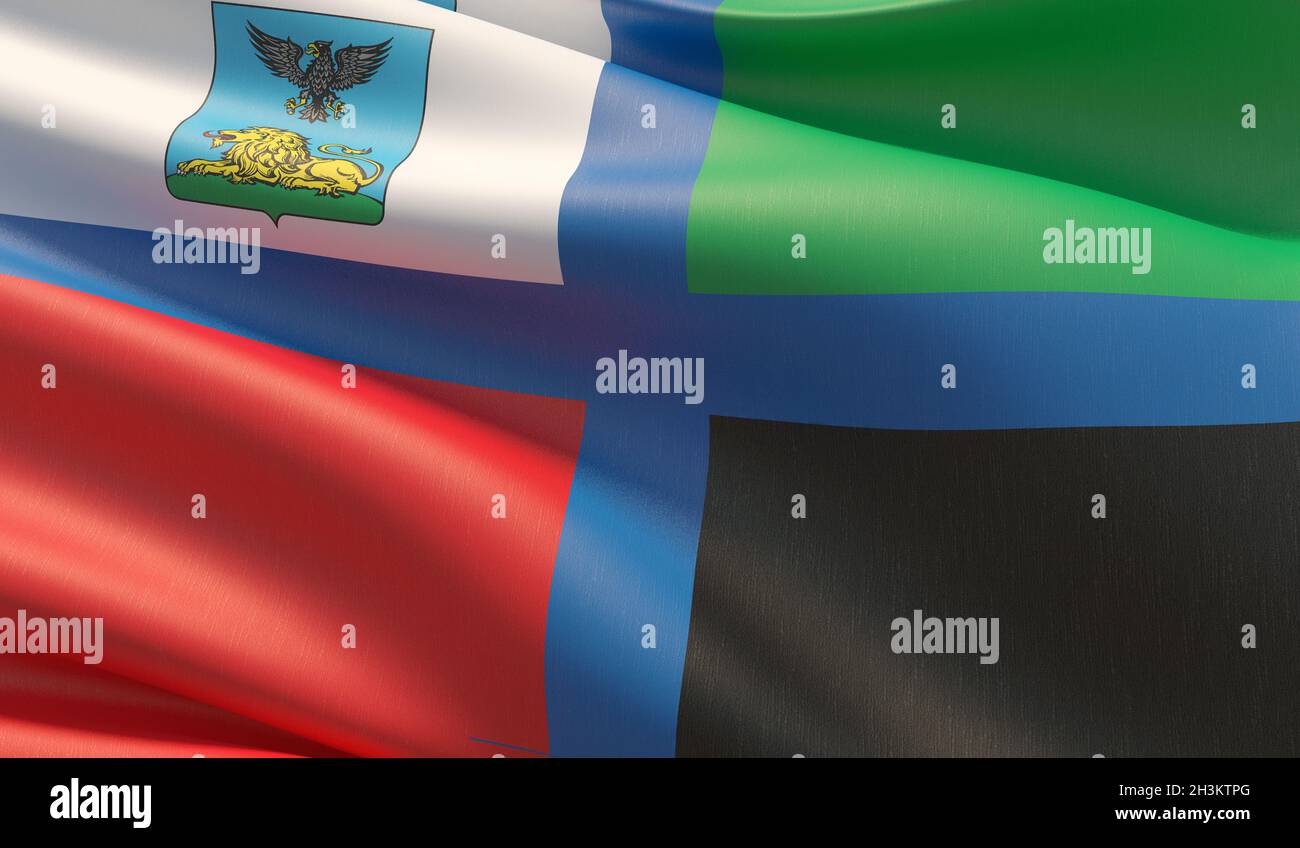 Flag of Belgorod Oblast. High resolution close-up 3D illustration ...