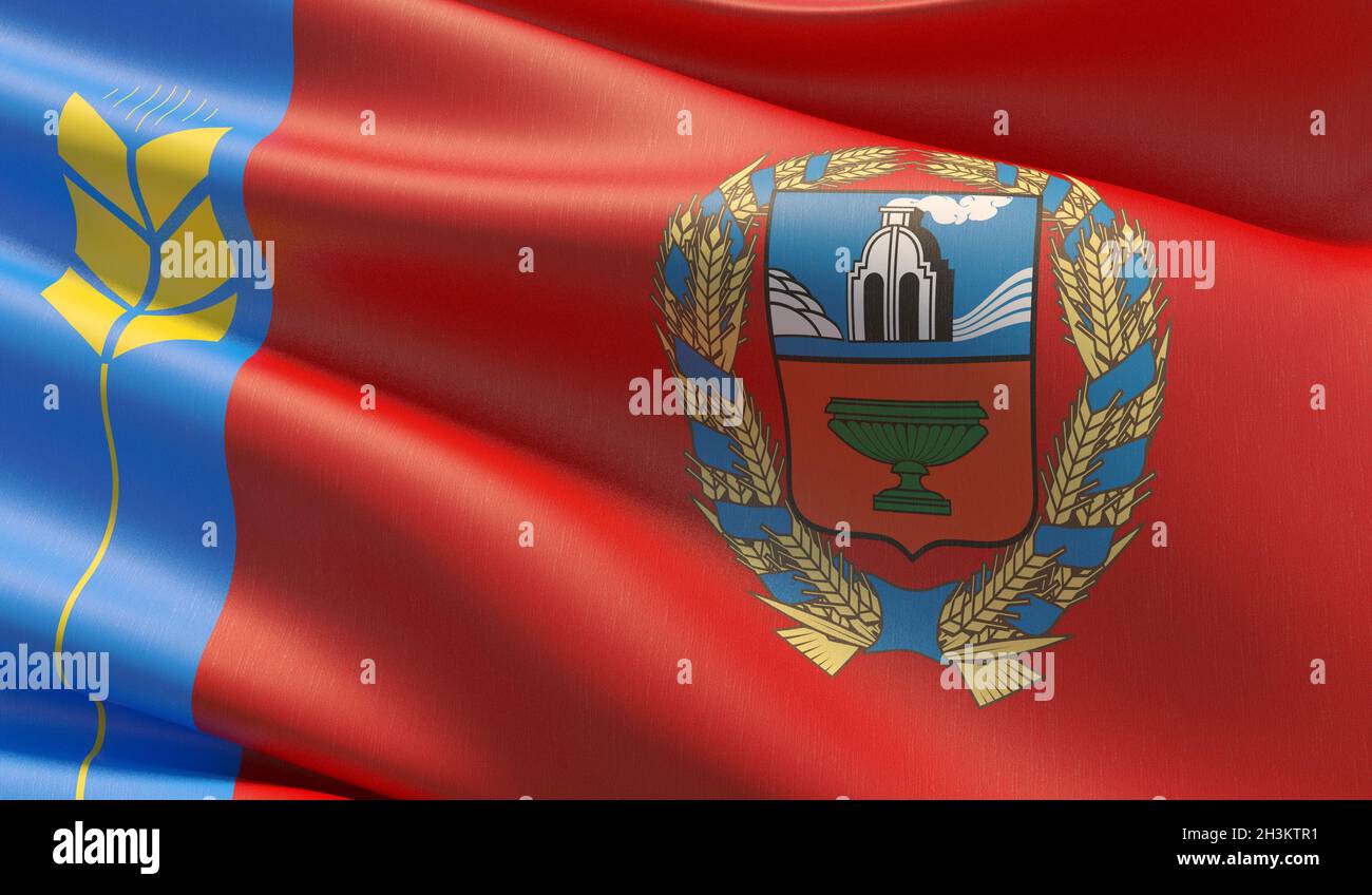 The flag of Altai Krai. High resolution close-up 3D illustration. Flags ...