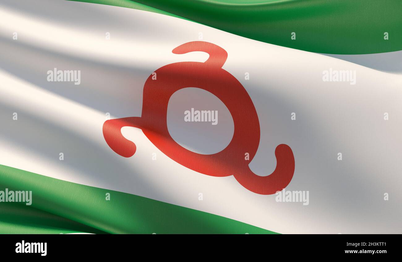 Flag of Ingushetia. High resolution close-up 3D illustration. Flags of ...