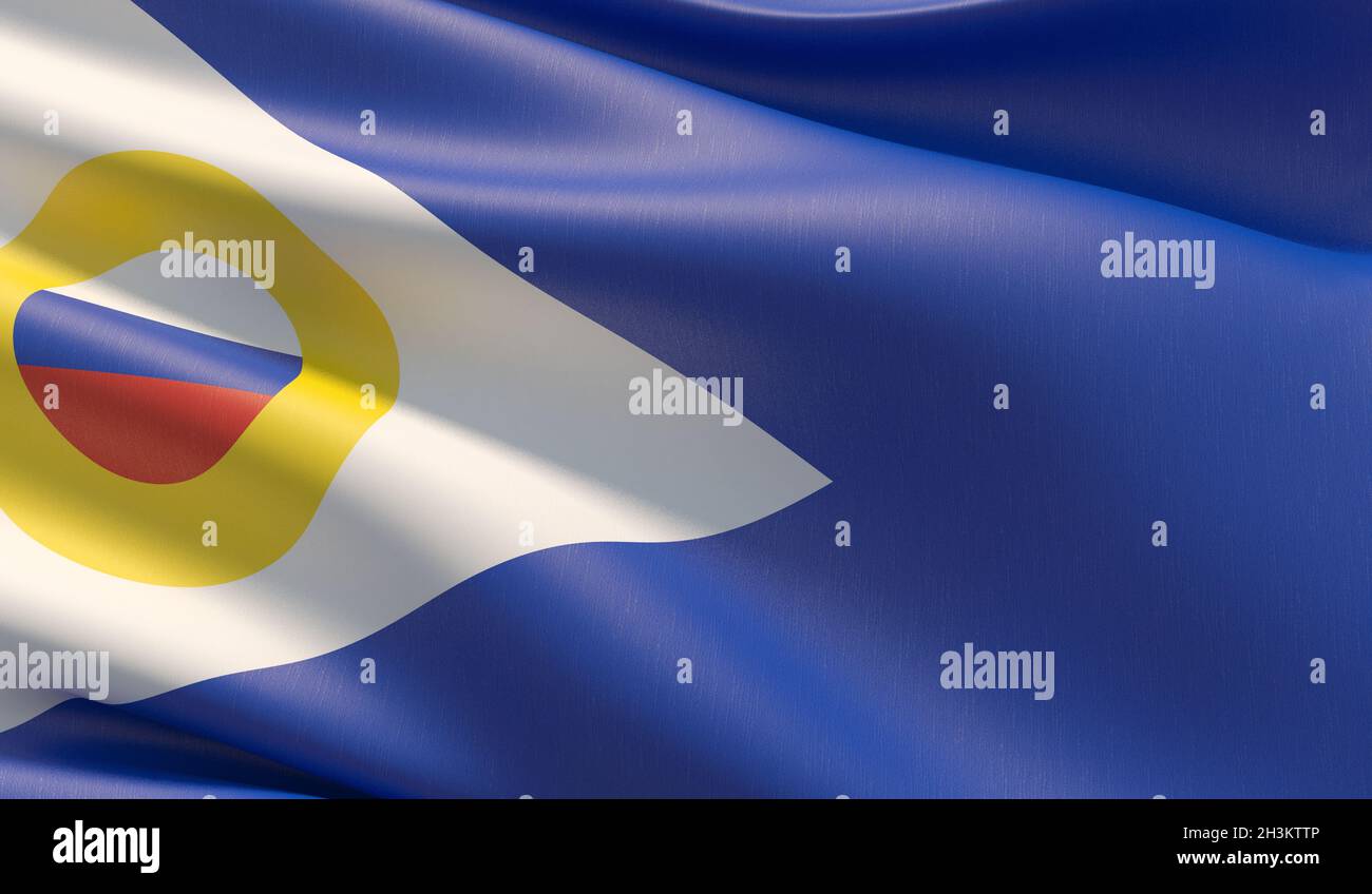 Flag of Chukotka Autonomous Okrug. High resolution close-up 3D ...