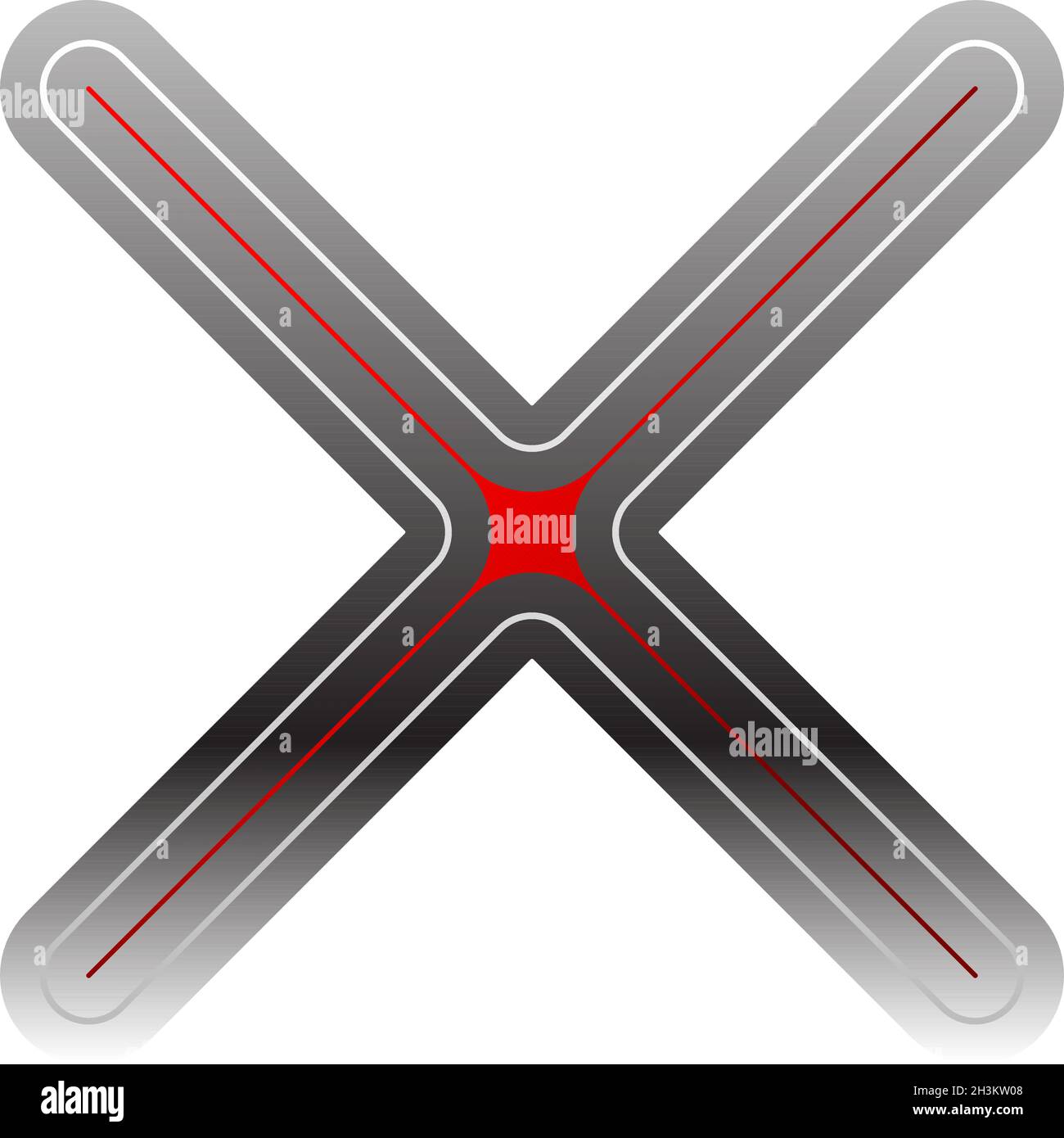 Red X letter, sign, signal. Restriction, prohibition, alignment, target ...
