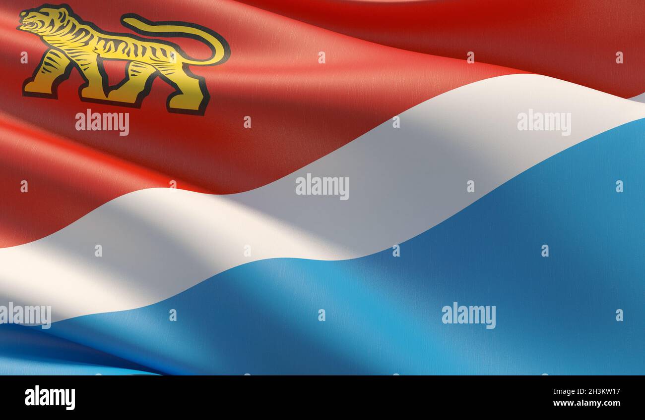 High resolution close-up 3D illustration. Flags of the federal subjects ...