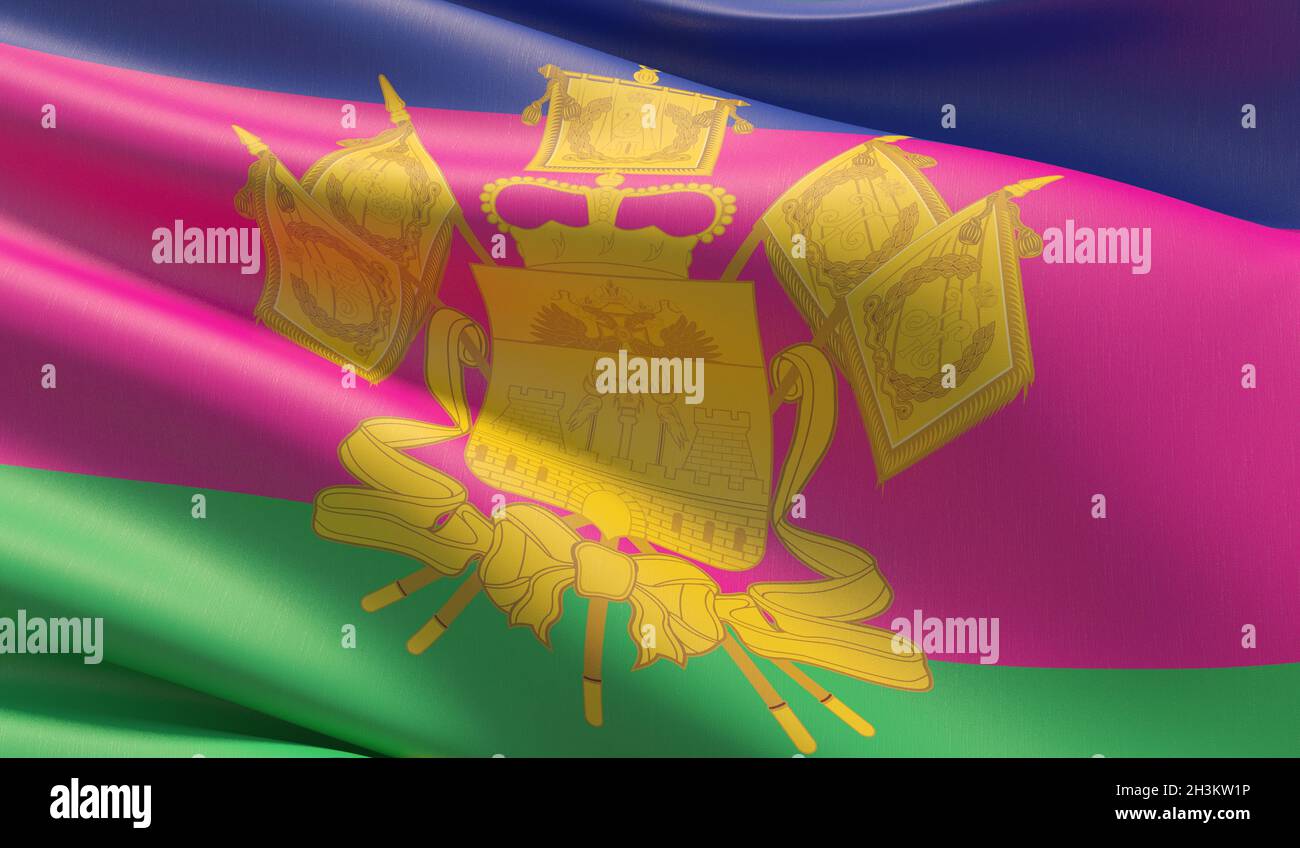 High resolution close-up 3D illustration. Flags of the federal subjects ...