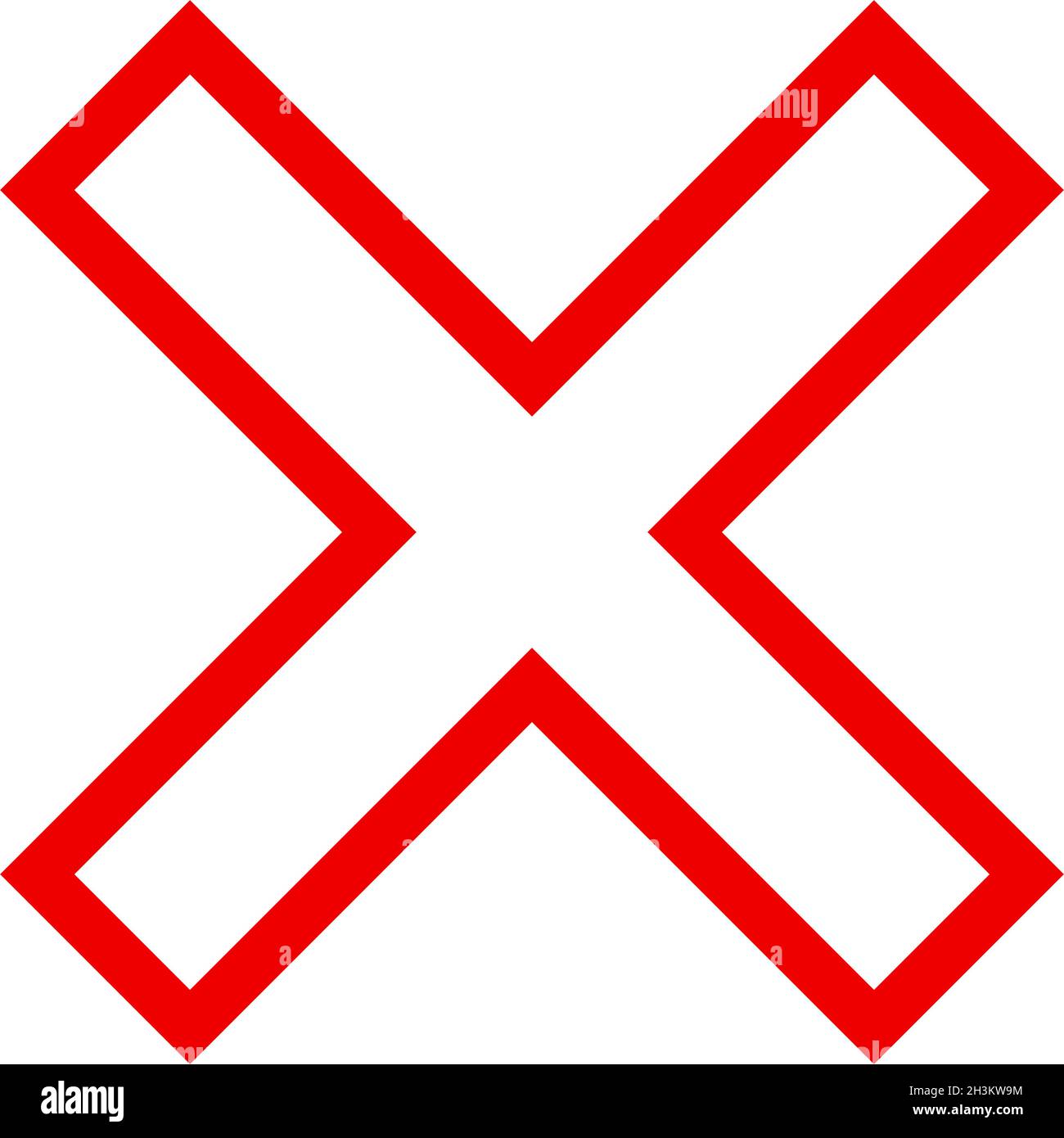 Red X letter, sign, signal. Restriction, prohibition, alignment, target ...