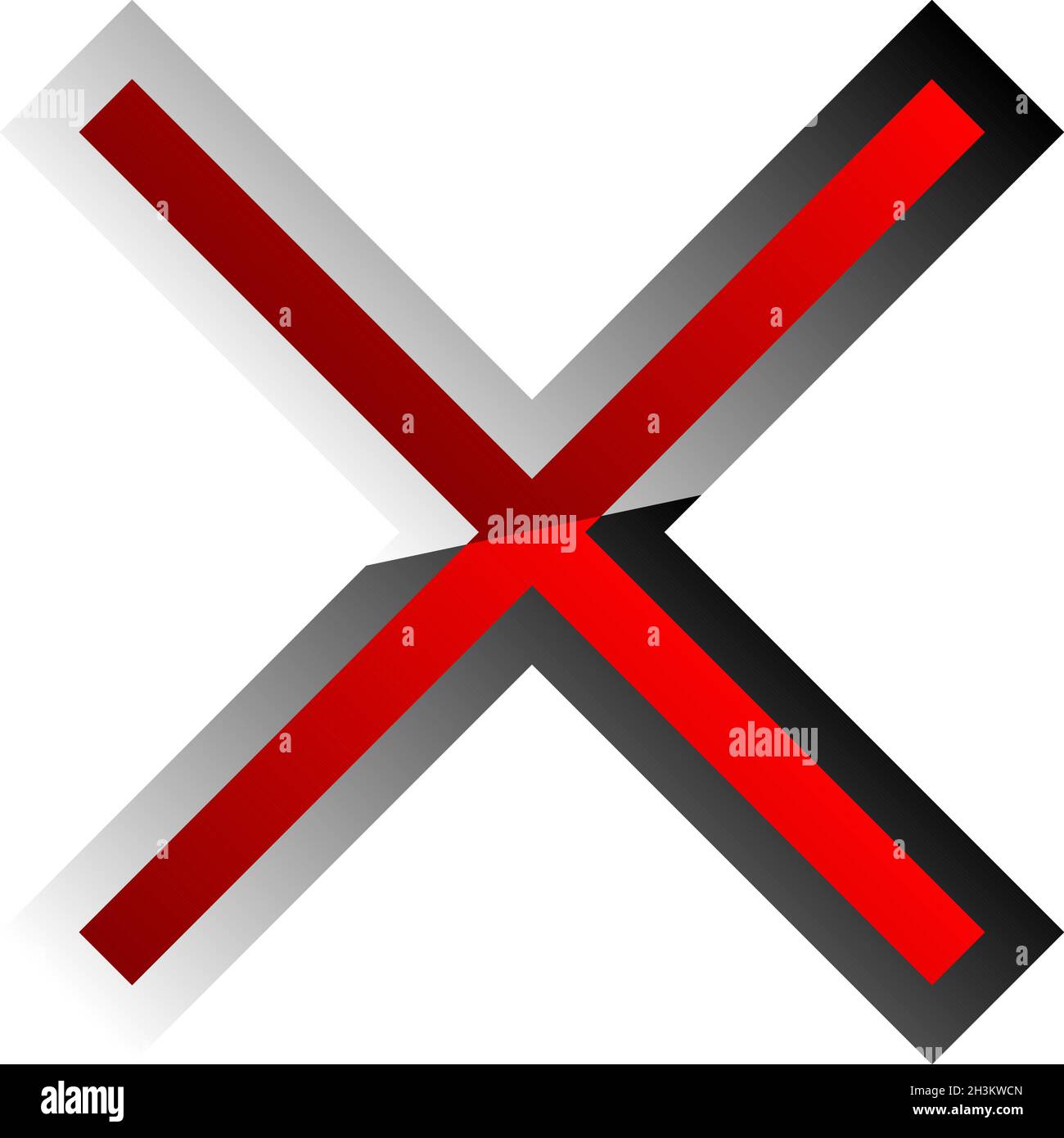 Red X letter, sign, signal. Restriction, prohibition, alignment, target ...