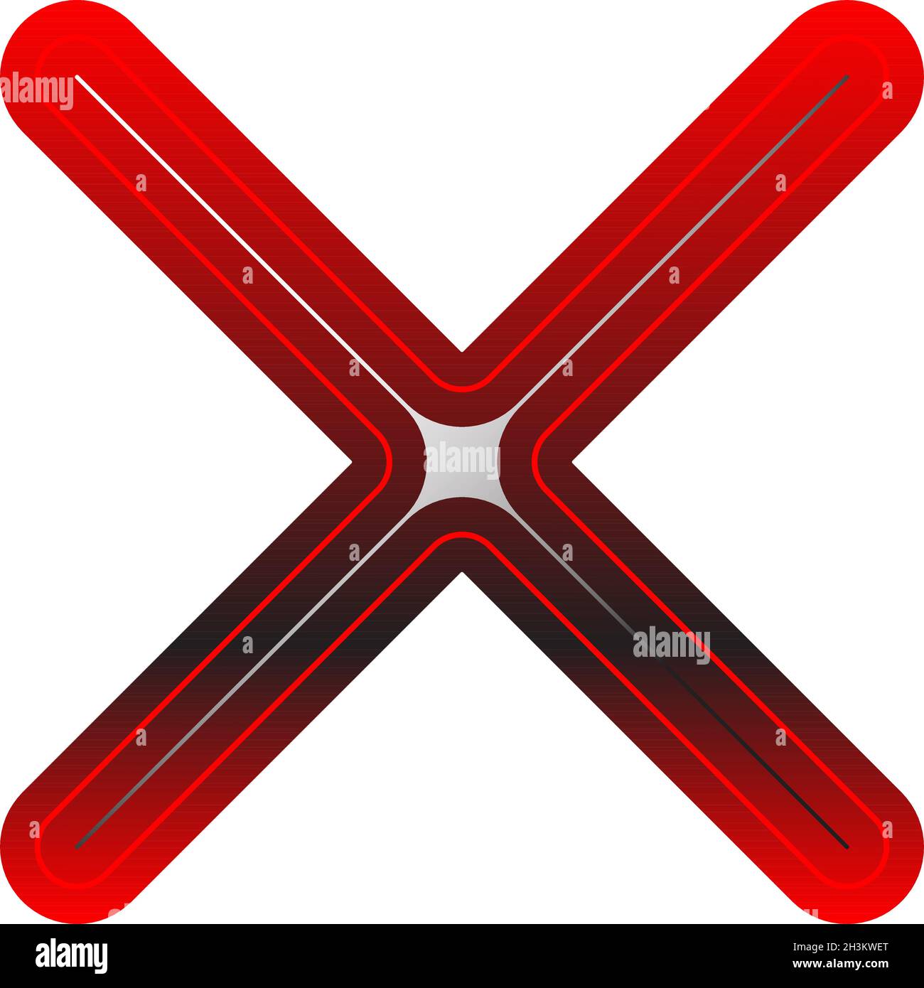 Red X letter, sign, signal. Restriction, prohibition, alignment, target ...