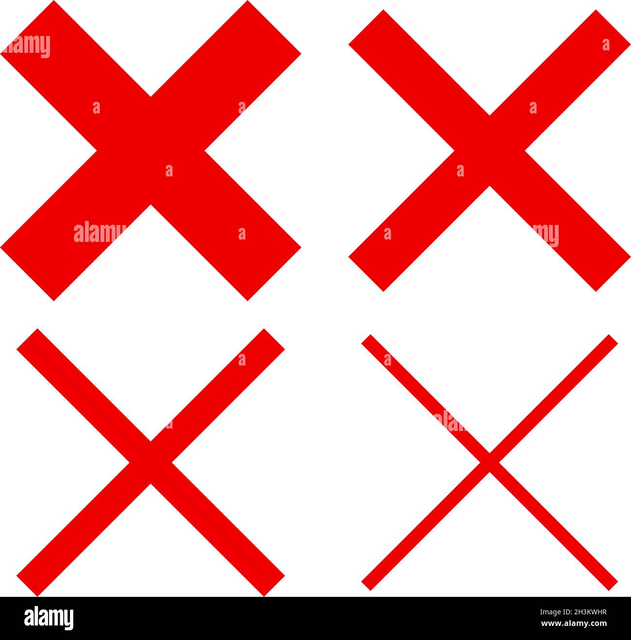 Red X letter, sign, signal. Restriction, prohibition, alignment, target ...