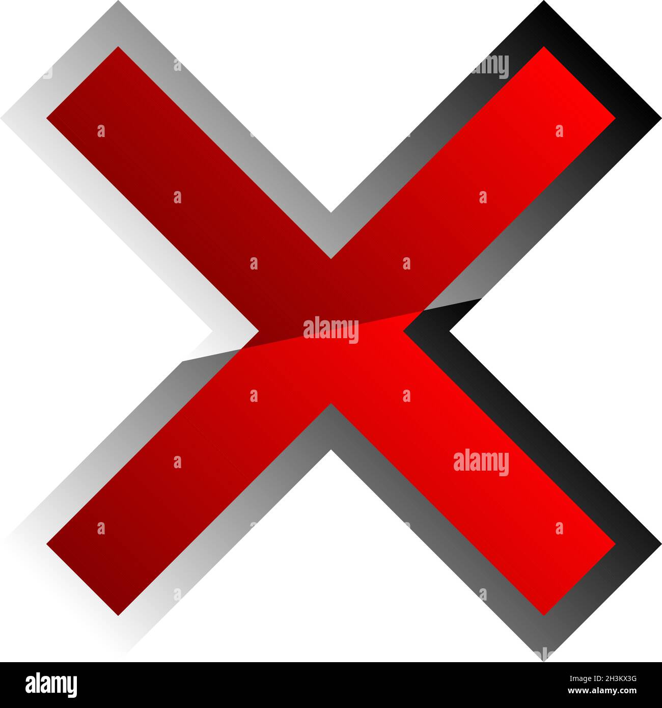 Red X letter, sign, signal. Restriction, prohibition, alignment, target ...