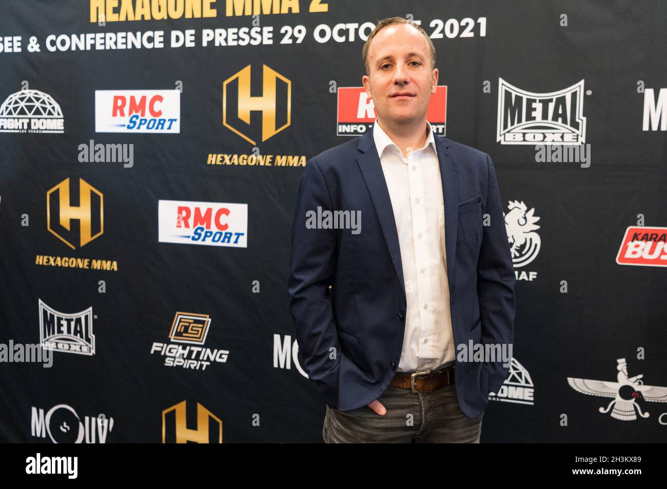 President of MMA Hexagone Jerome Pourrut poses during the weigh-in ...