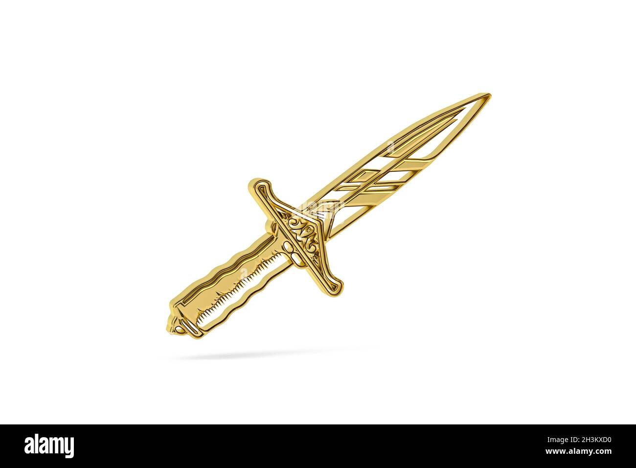Golden 3d sword icon isolated on white background - 3d render Stock ...