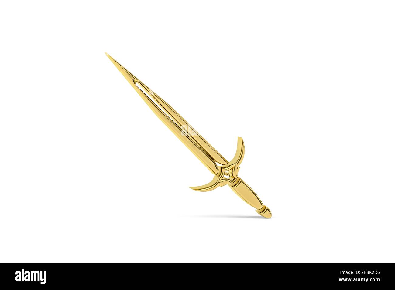 Golden 3d sword icon isolated on white background - 3d render Stock ...