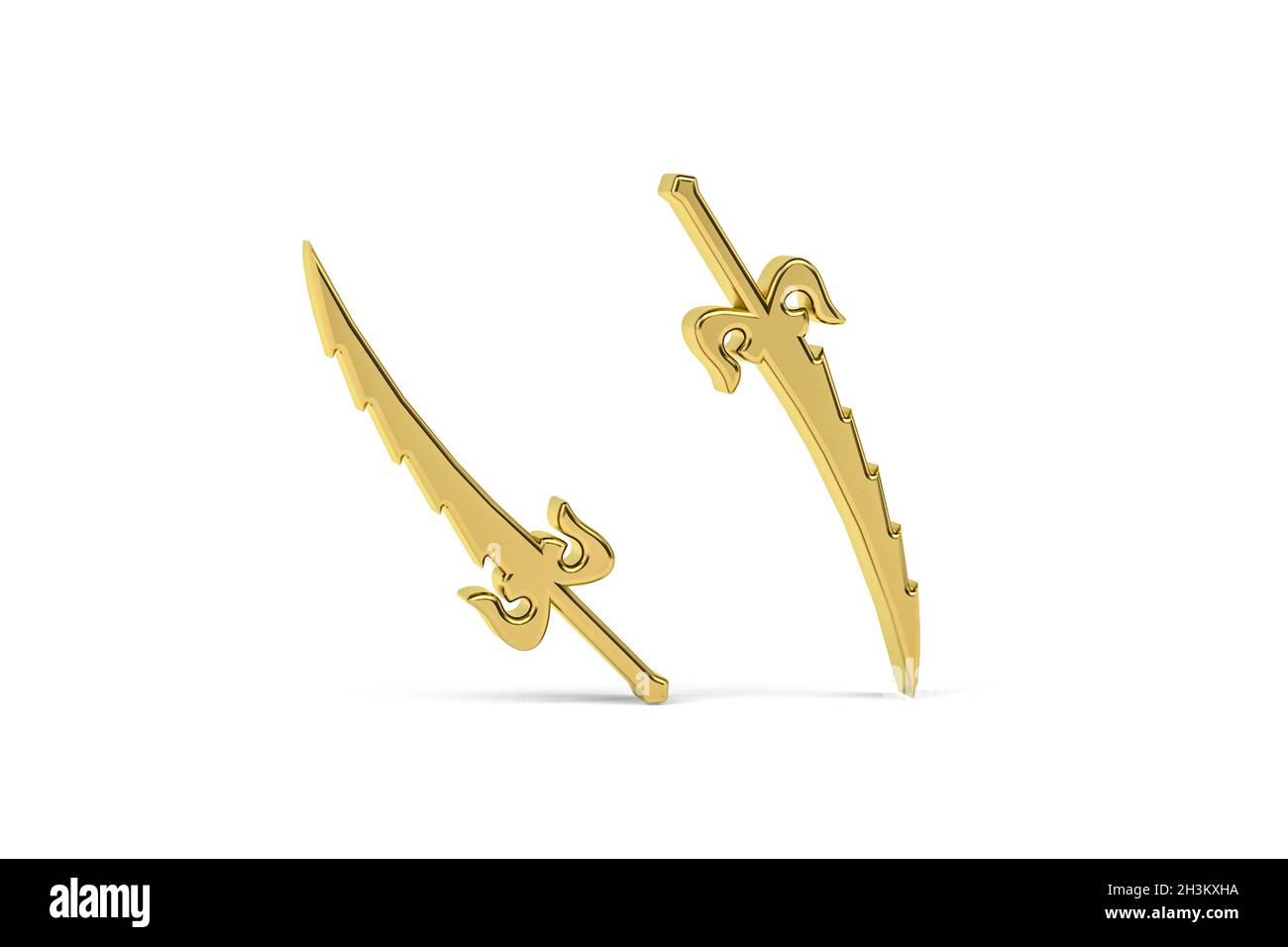 Golden 3d sword icon isolated on white background - 3d render Stock ...
