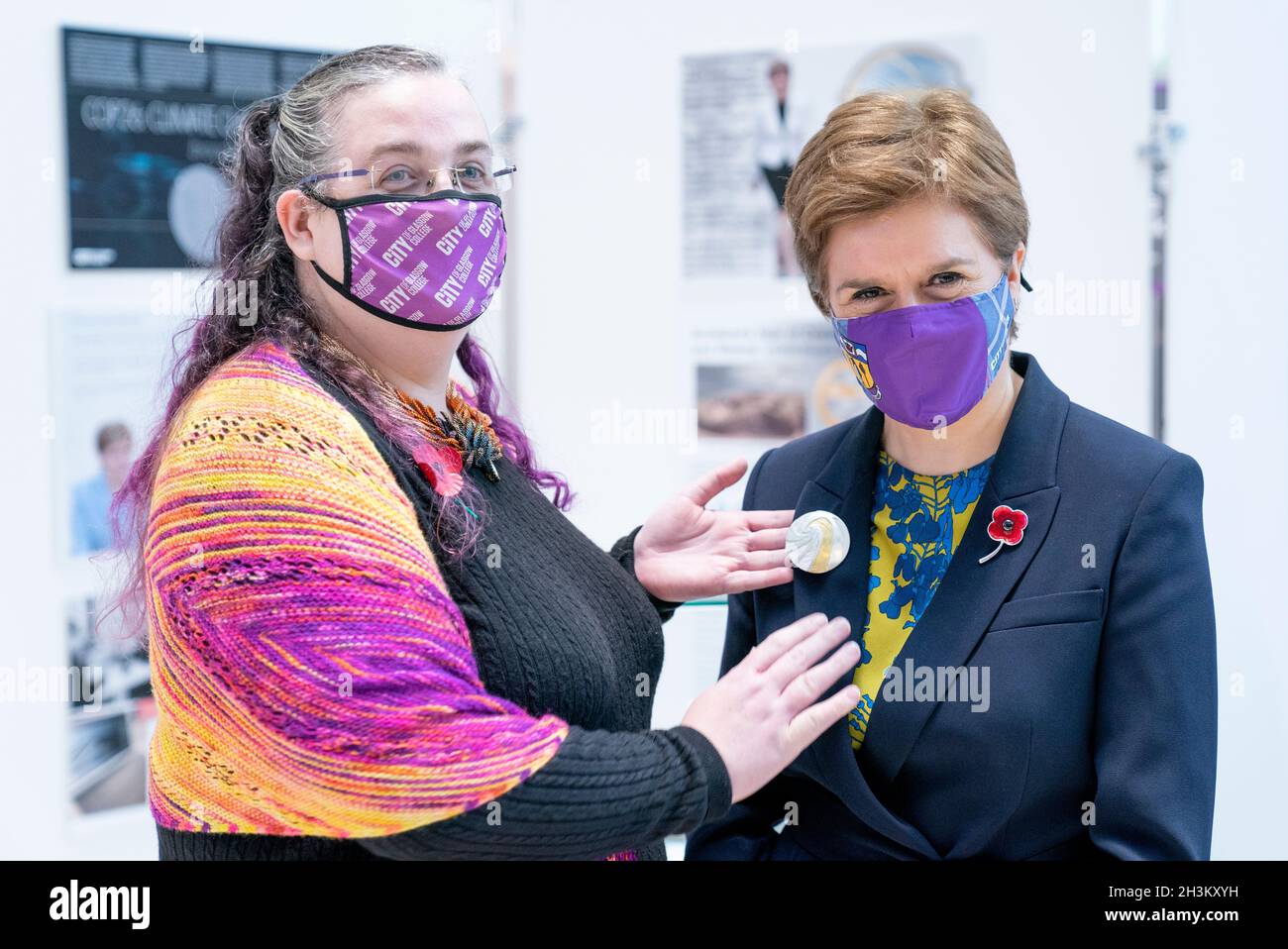 First Minister Nicola Sturgeon is presented with a brooch by jewellery ...