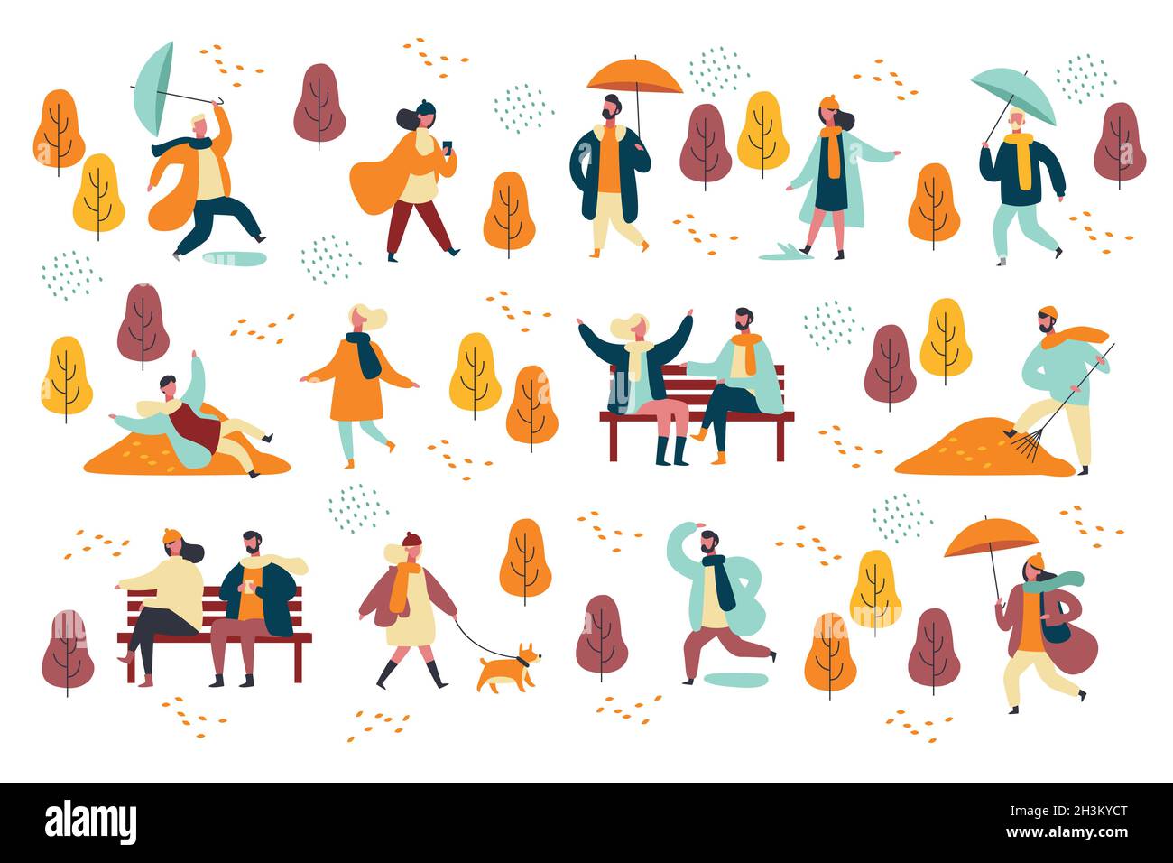 people autumn park vector design illustration Stock Vector Image & Art ...