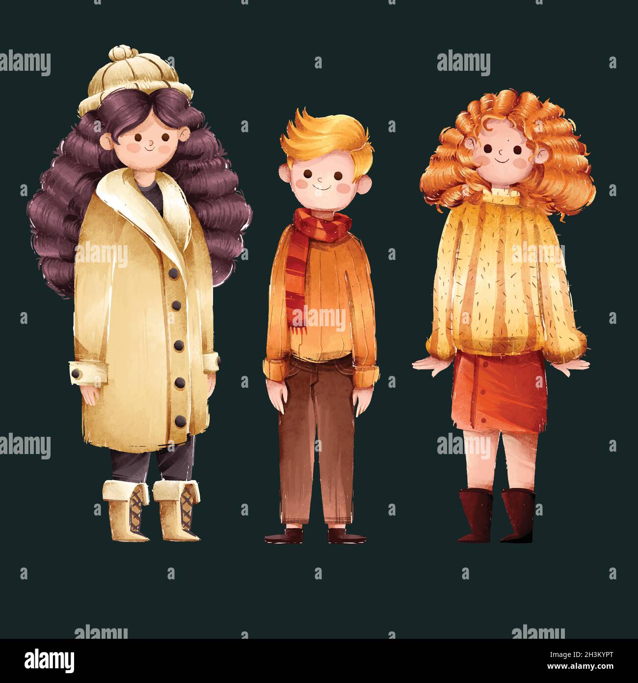 people wearing autumn clothes vector design illustration Stock Vector ...