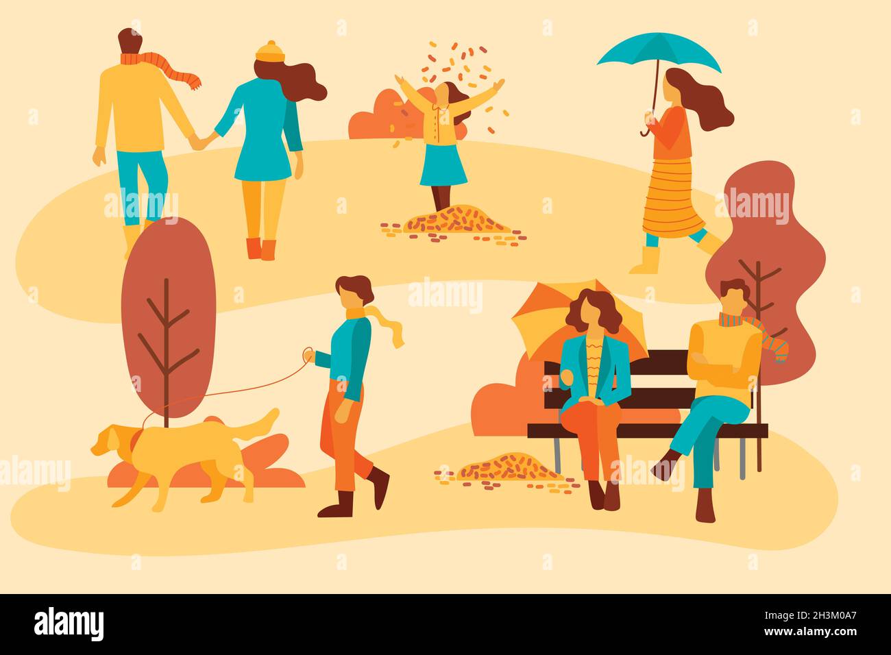 people autumn park vector design illustration Stock Vector Image & Art ...