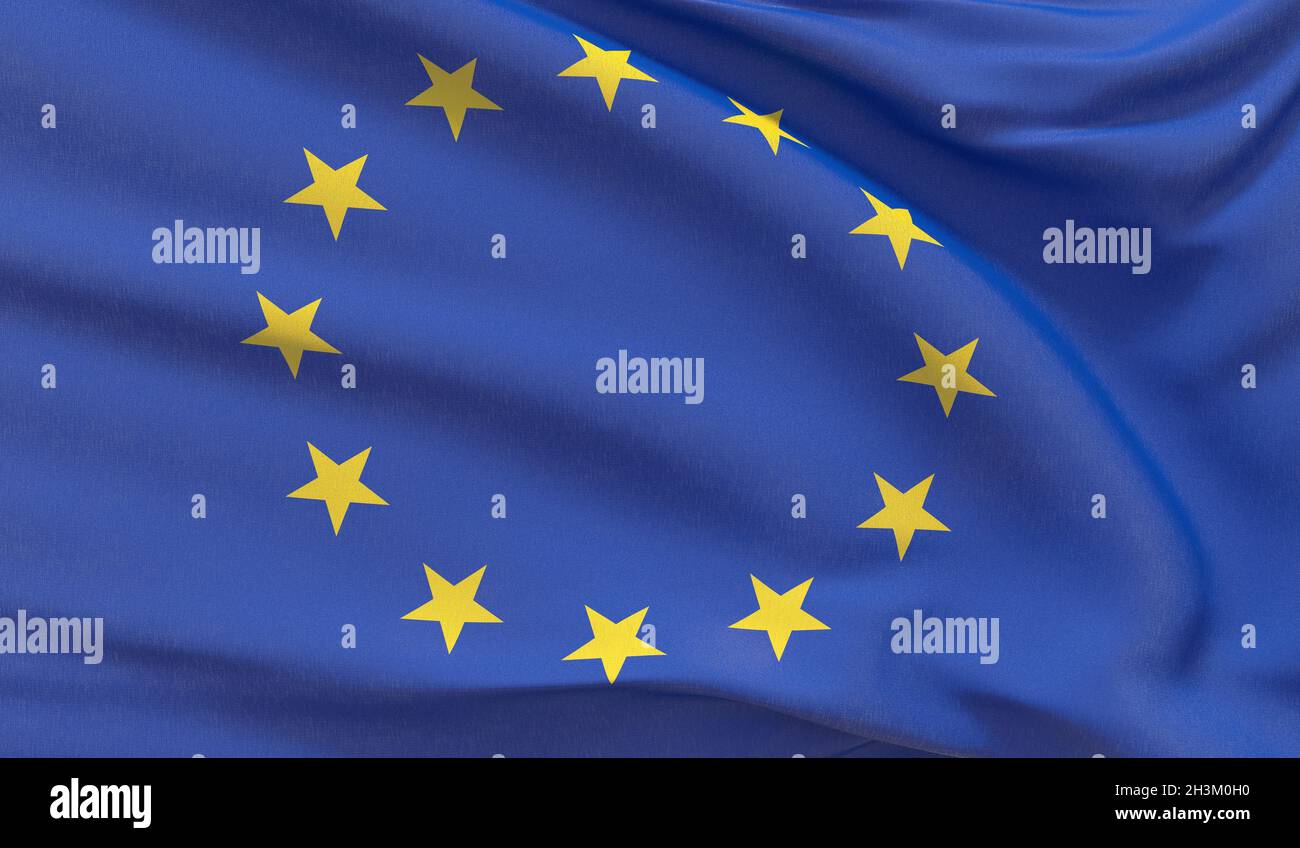Official EU flag. European Union Flag. 3D illustration Stock Photo - Alamy