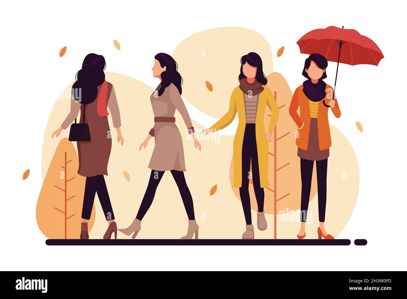people wearing autumn clothes vector design illustration Stock Vector ...