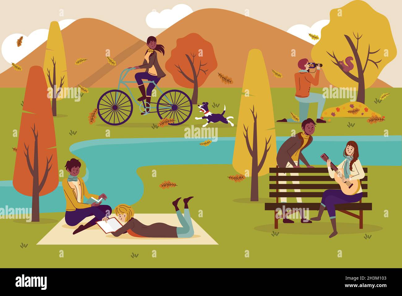 people autumn park vector design illustration Stock Vector Image & Art ...