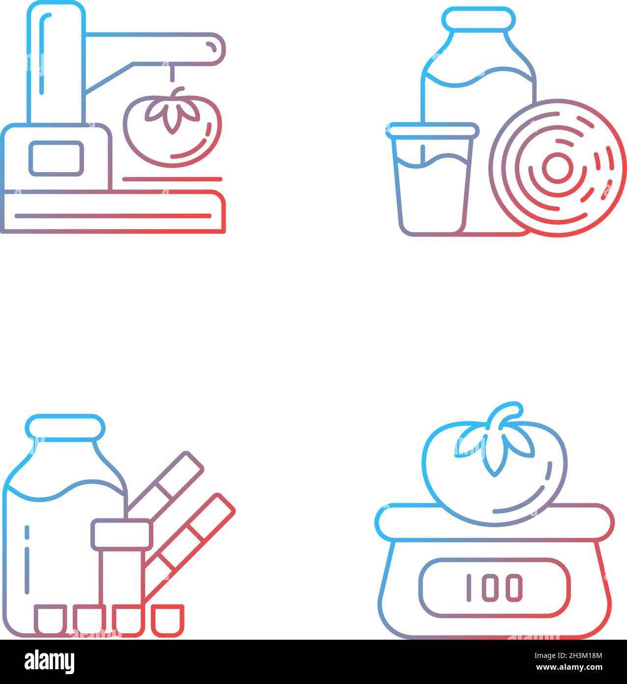 Food physical property test gradient linear vector icons set Stock ...
