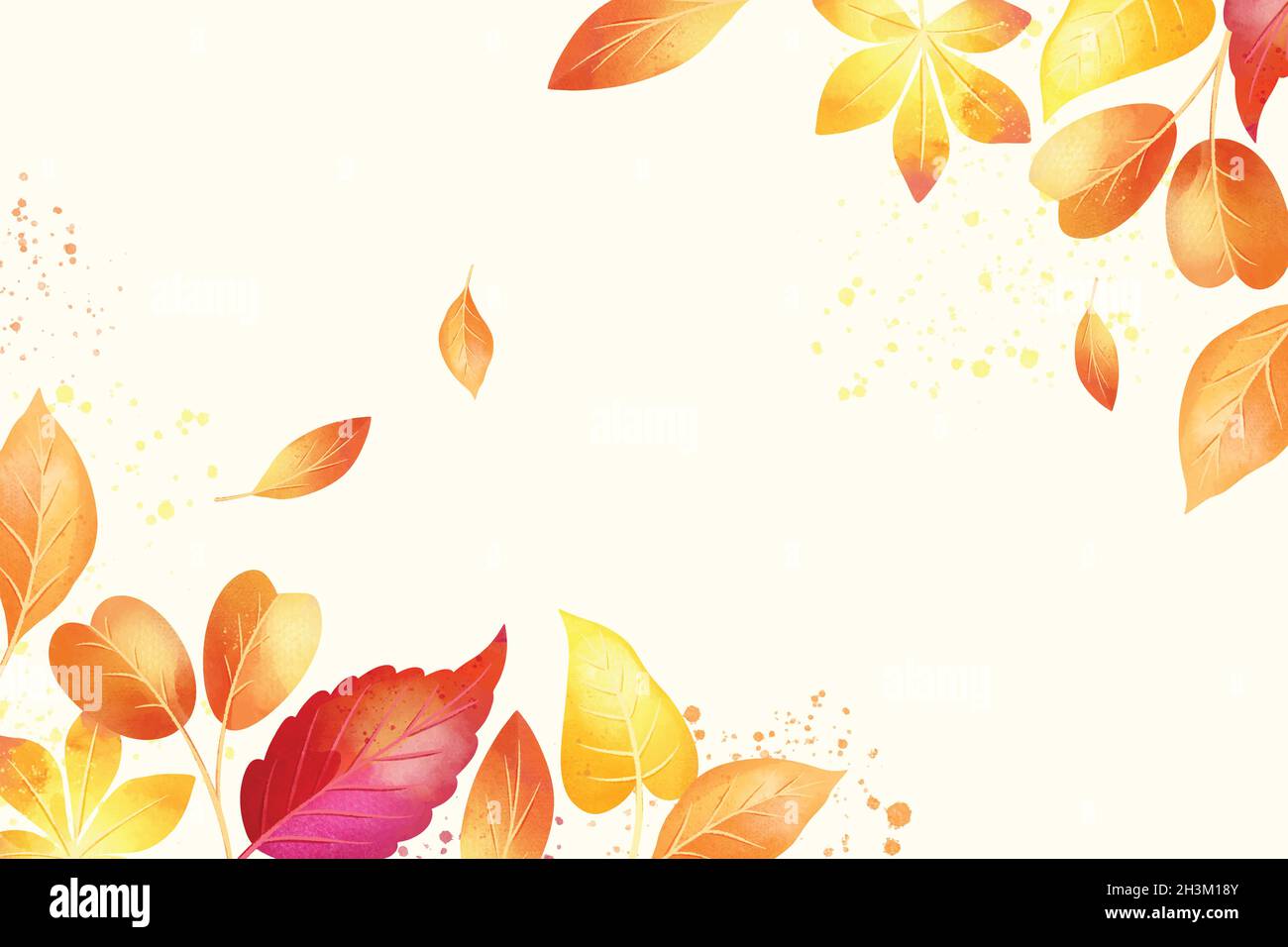 autumn watercolor background with leaves vector design illustration ...