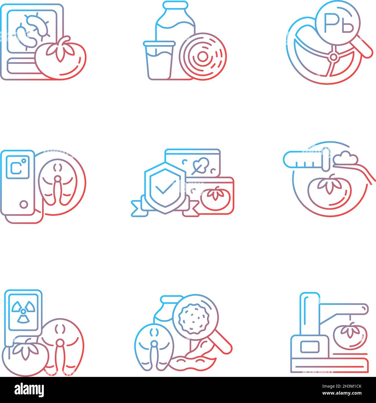 Food analysis gradient linear vector icons set Stock Vector Image & Art ...